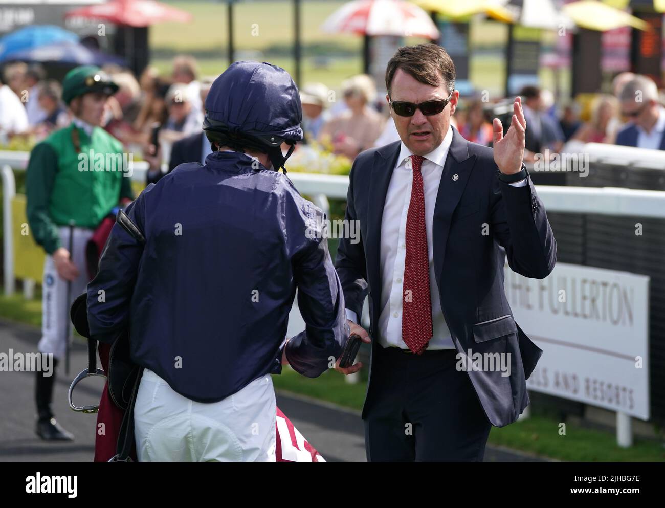 Trainer Aidan O'Brien (right) celebrates with Ryan Moore after winning ...