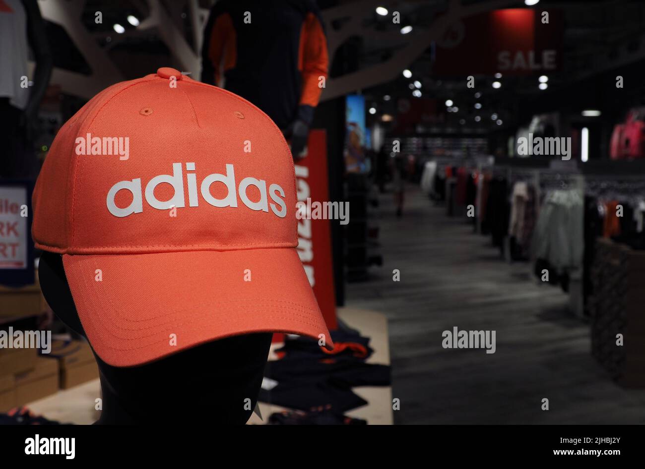 An Adidas Baseball cap seen on a mannequin at a store in Stadtgalerie ...