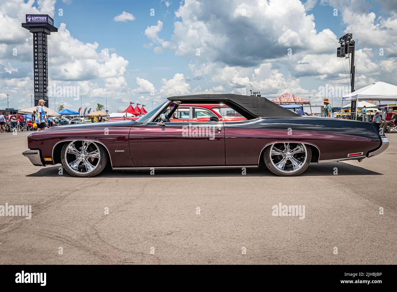 Lebanon, TN - May 14, 2022: Low perspective side view of a 1972 Buick ...