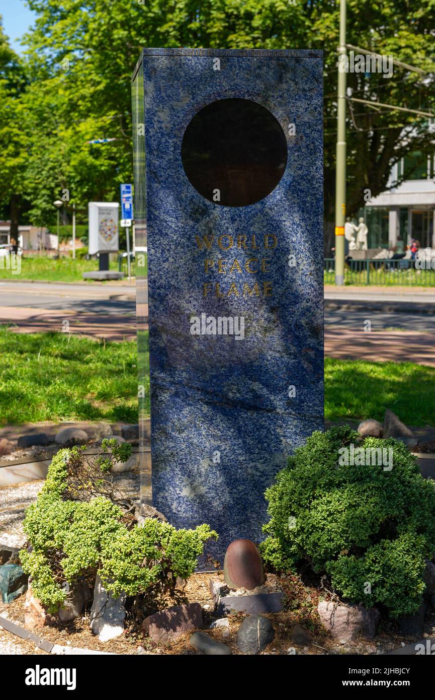 World Peace Flame outside the Peace Palace (Vredespaleis), Den Haag ...