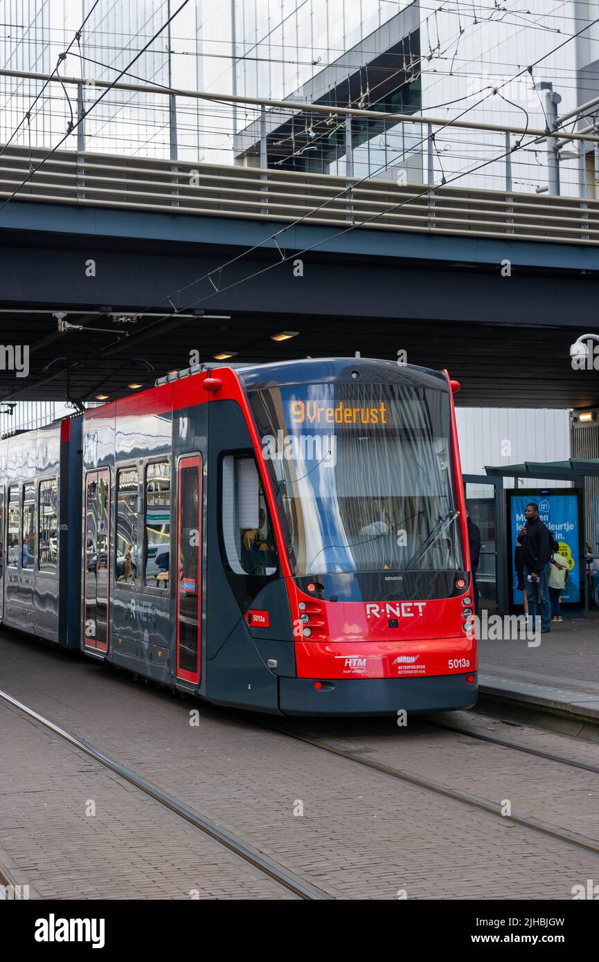 Dutch Tram stops outside Den Haag Centraal Station, The Netherlands ...
