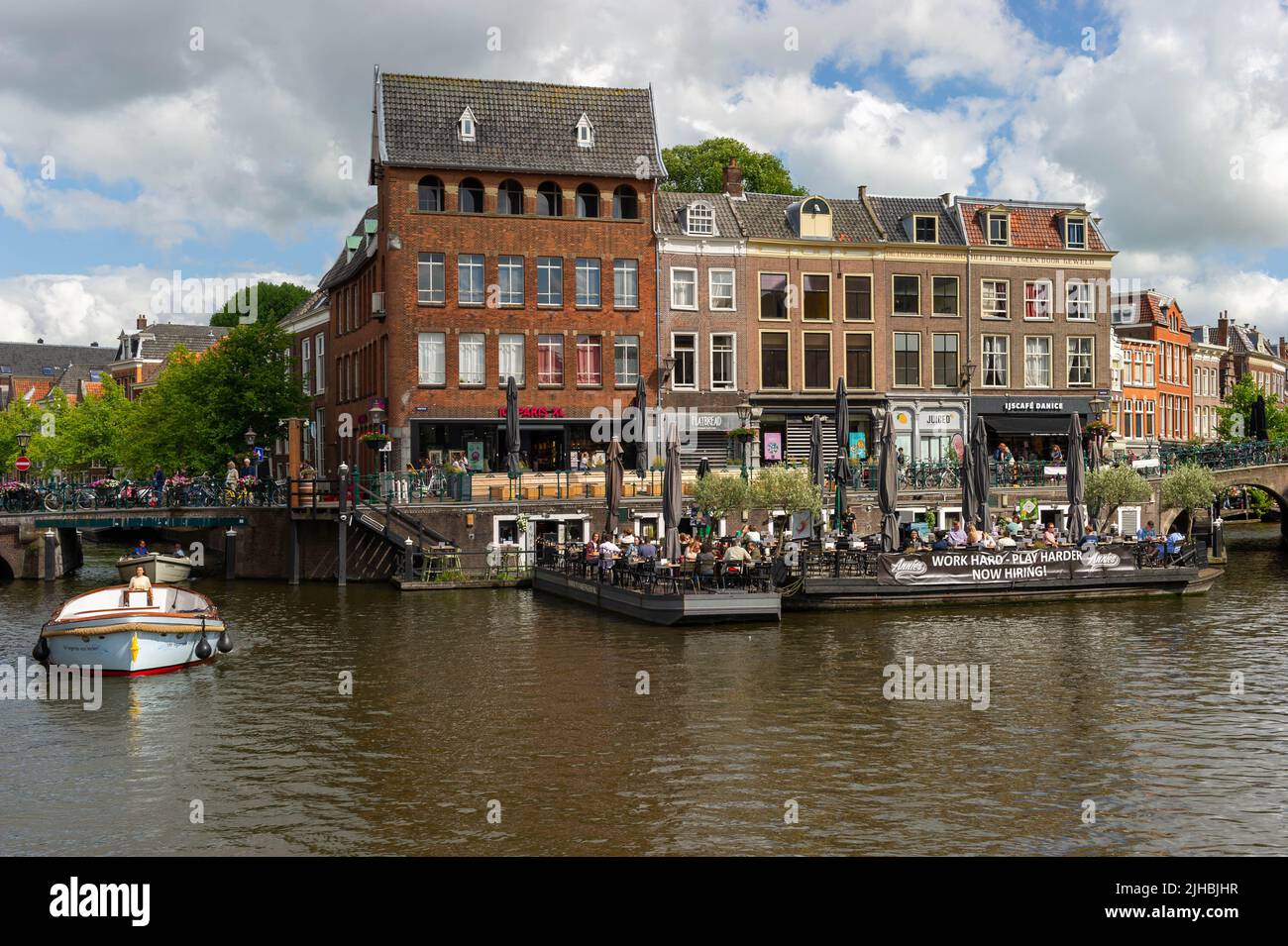 Bars and Restaurants on De Rijn, taken from Catharinabrug, Leiden ...