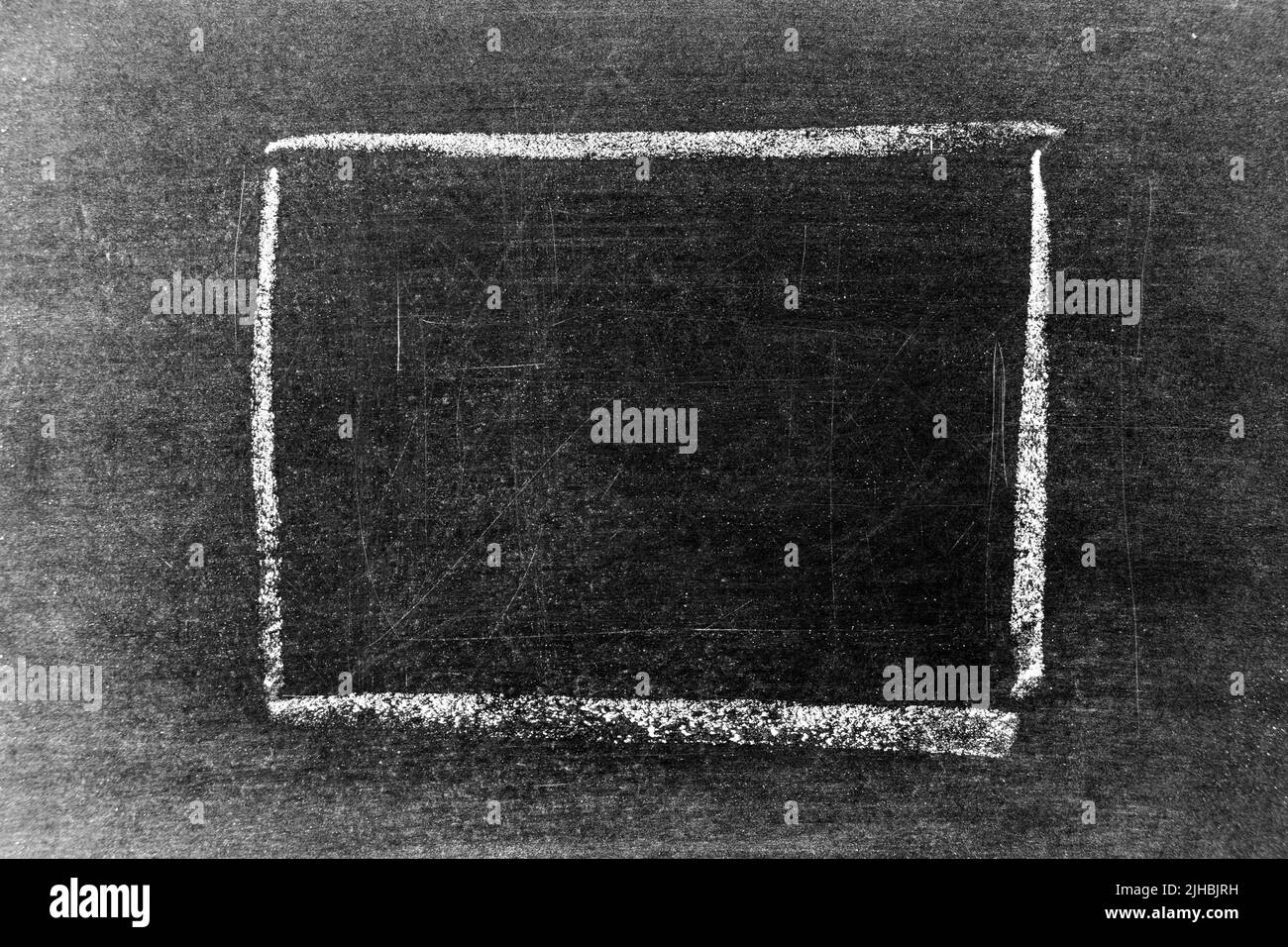 White color chalk hand drawing as square or rectangle shape on ...