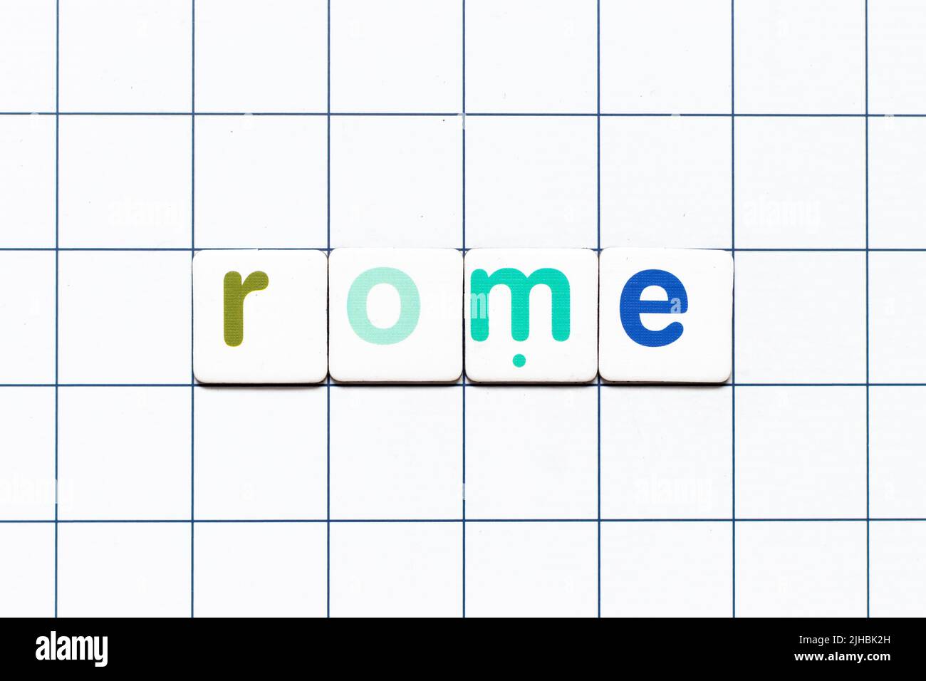 Colorful tile letter in word rome on white grid background Stock Photo ...