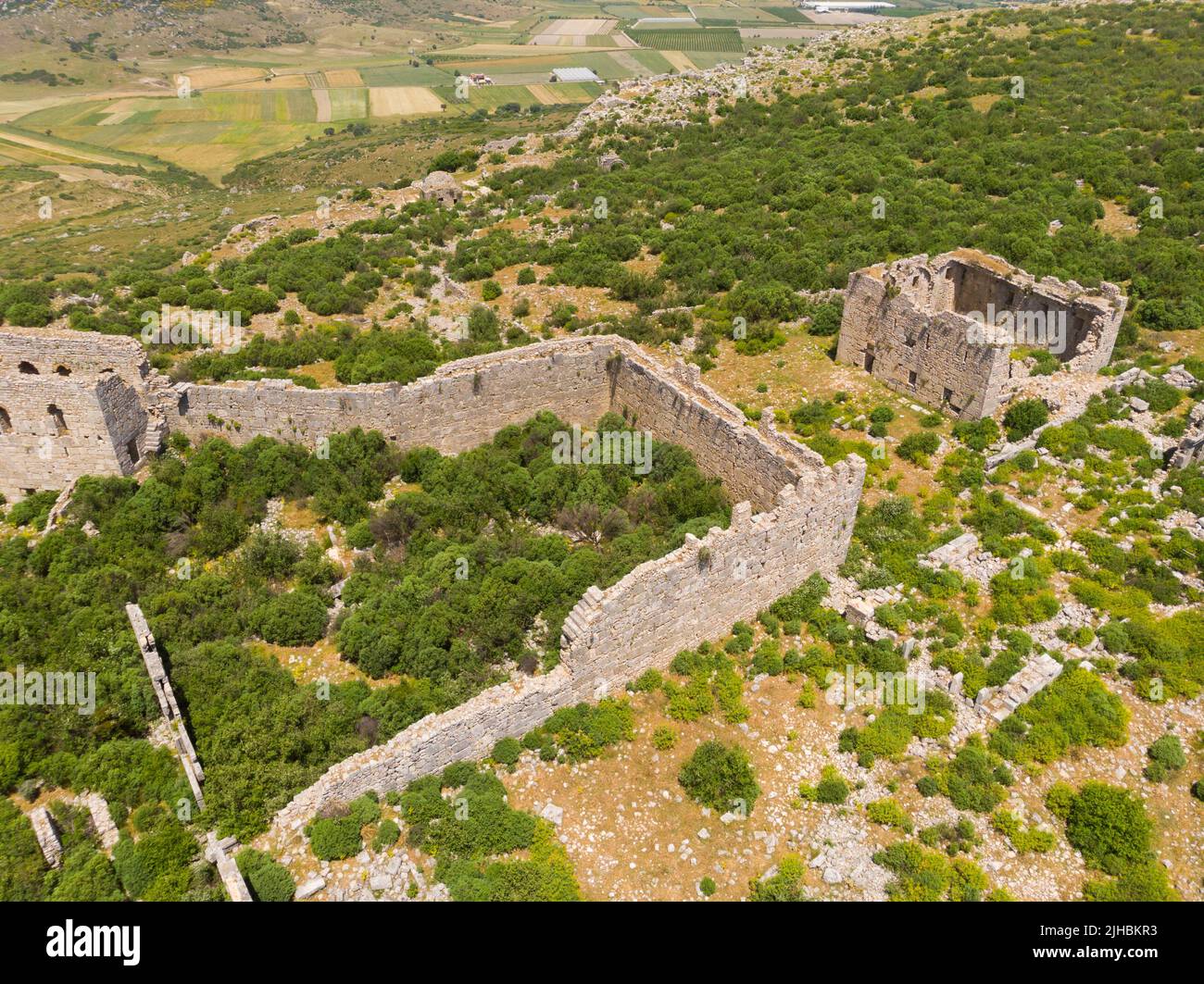 Drone photo of Sillyon remains, Turkey Stock Photo - Alamy