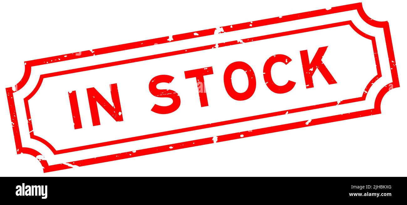 Grunge red in stock word rubber seal stamp on white background Stock ...