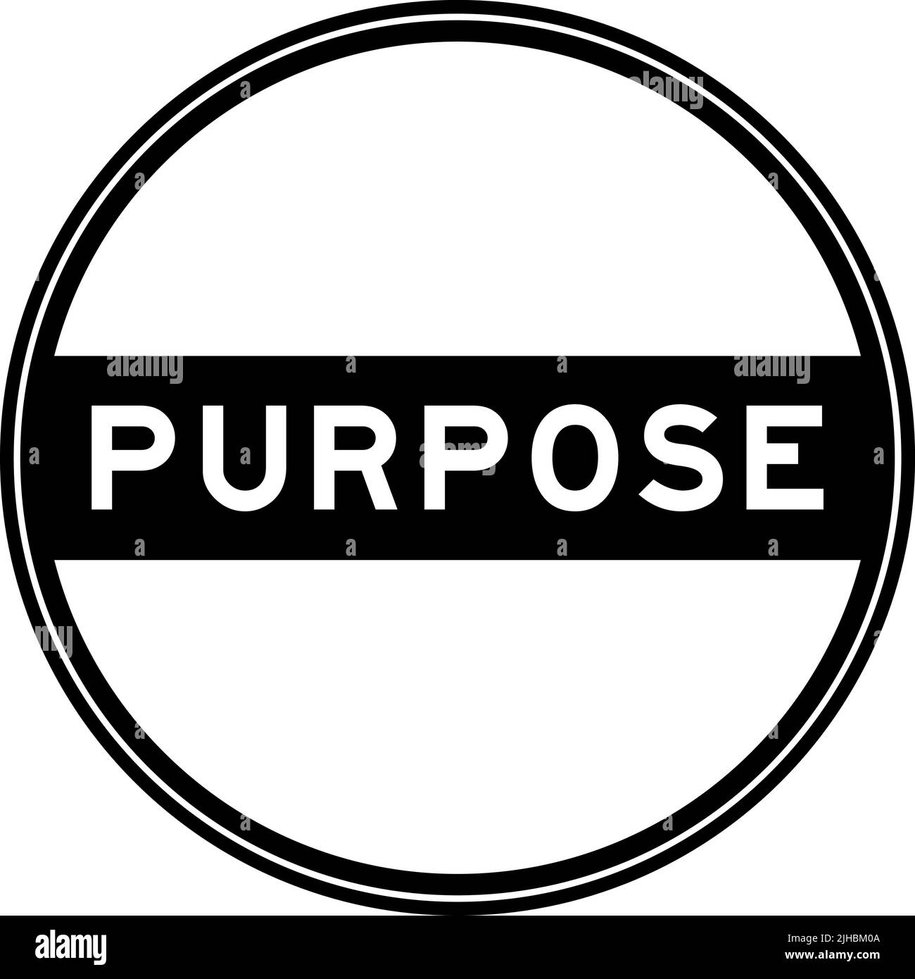 Black color round seal sticker in word purpose on white background ...