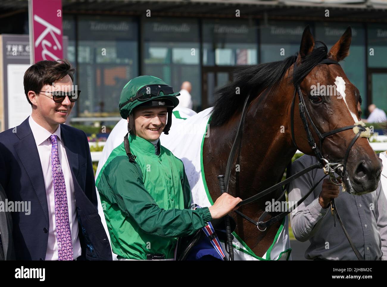 Trainer Joseph O'Brien and Mikey Sheehy celebrate winning the Aquaturf ...