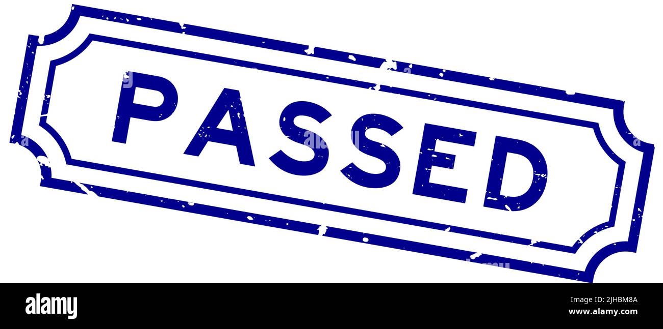 Grunge blue passed word rubber seal stamp on white background Stock ...