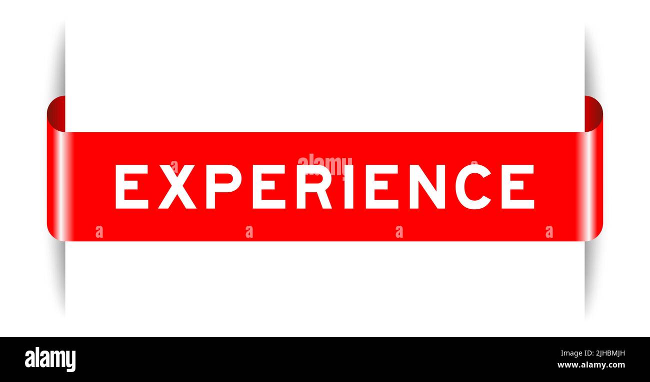 Red color inserted label banner with word experience on white ...