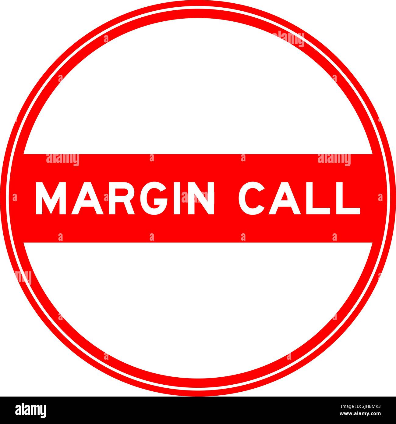 Red color round seal sticker in word margin call on white background ...