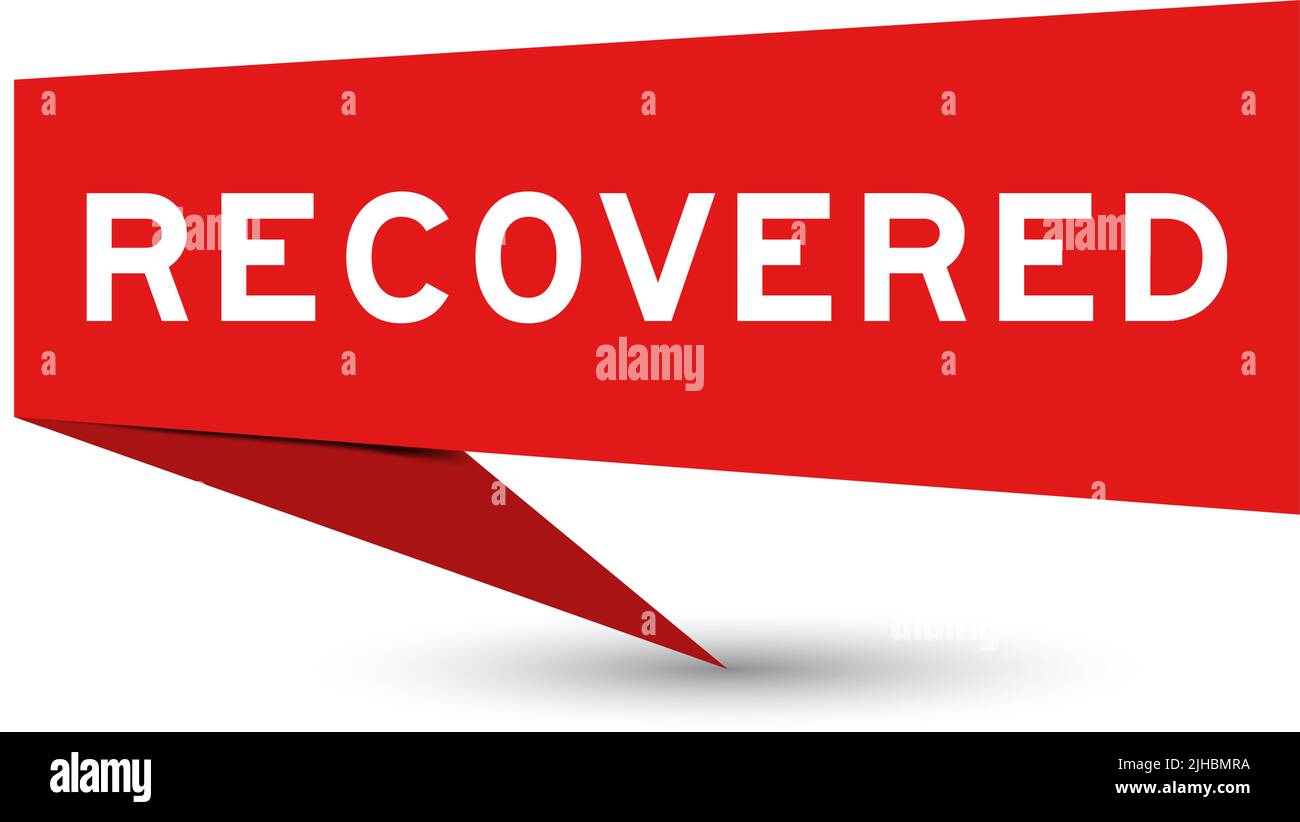Red color speech banner with word recovered on white background Stock ...