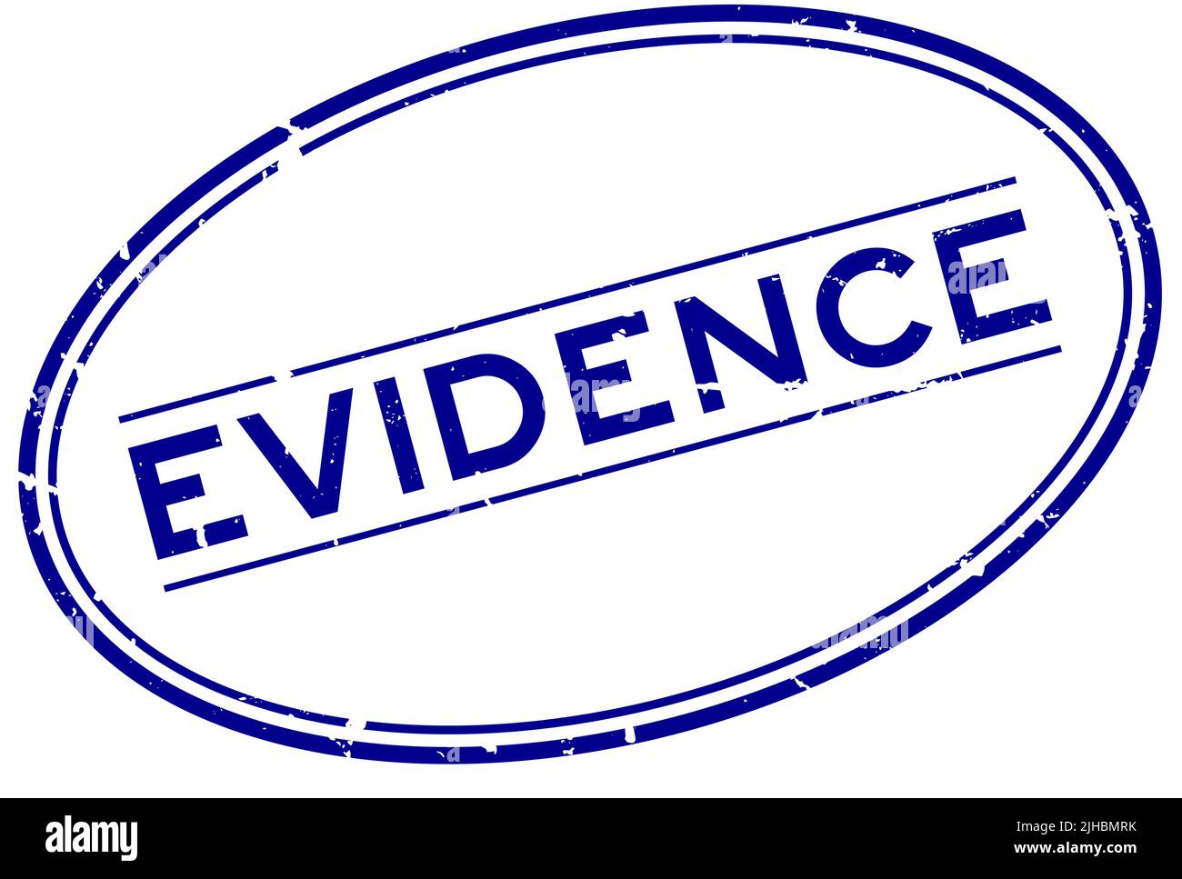 Grunge blue evidence word oval rubber seal stamp on white background ...