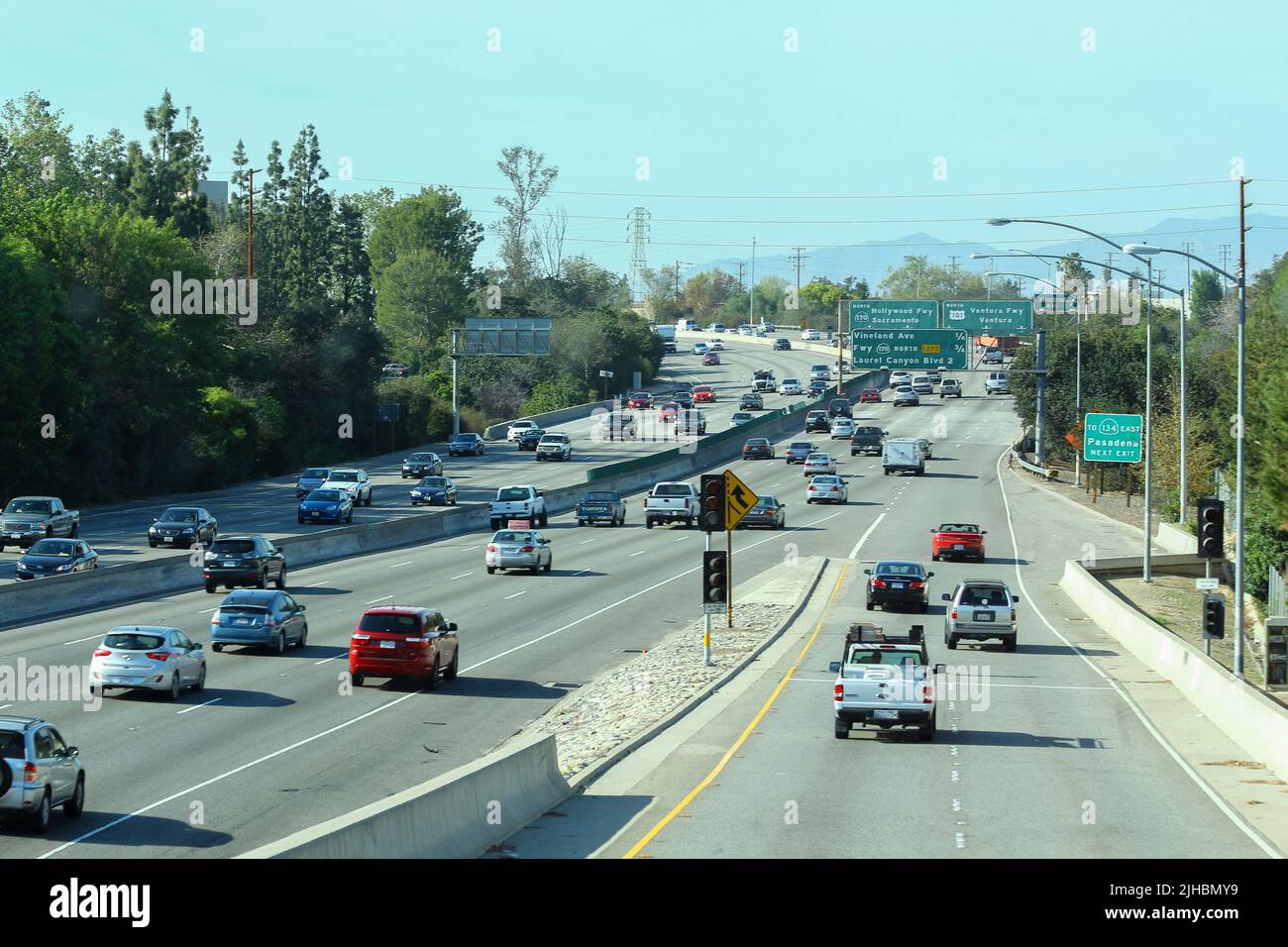 Los Angeles - USA - 03,15,2014: Los Angeles city roads and Lankershim ...