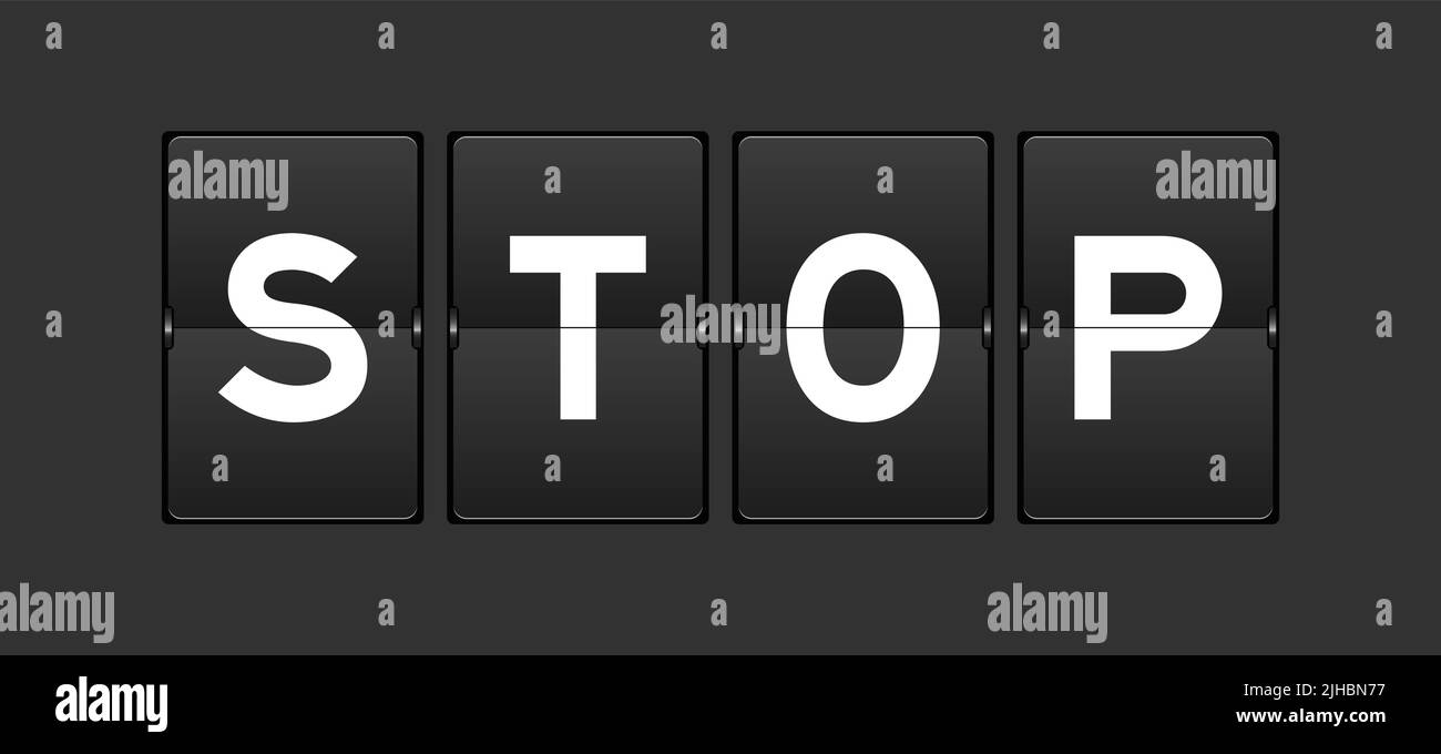 Black color analog flip board with word stop on gray background Stock ...