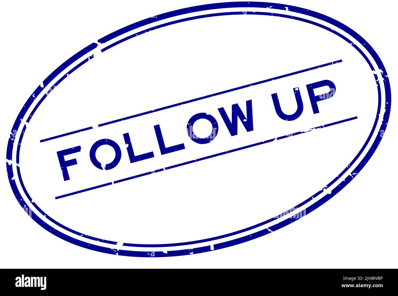 Grunge blue follow up word oval rubber seal stamp on white background ...