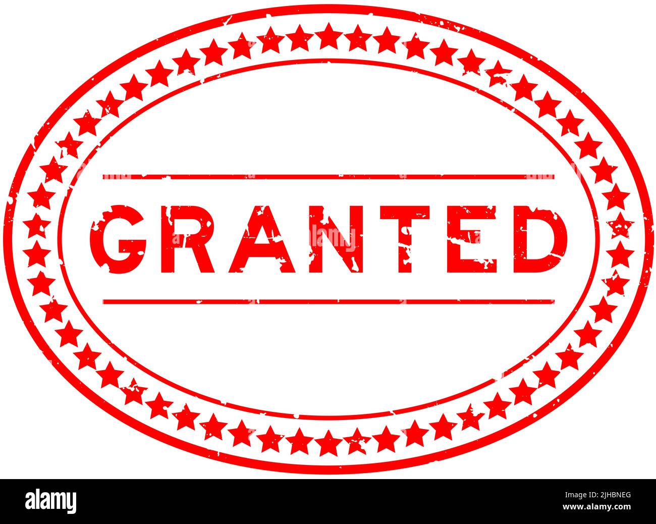 Grunge red granted word oval rubber seal stamp on white background ...