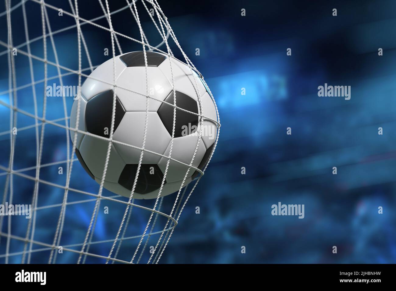 Soccer ball, scoring the goal and moving the net. 3D illustration Stock ...