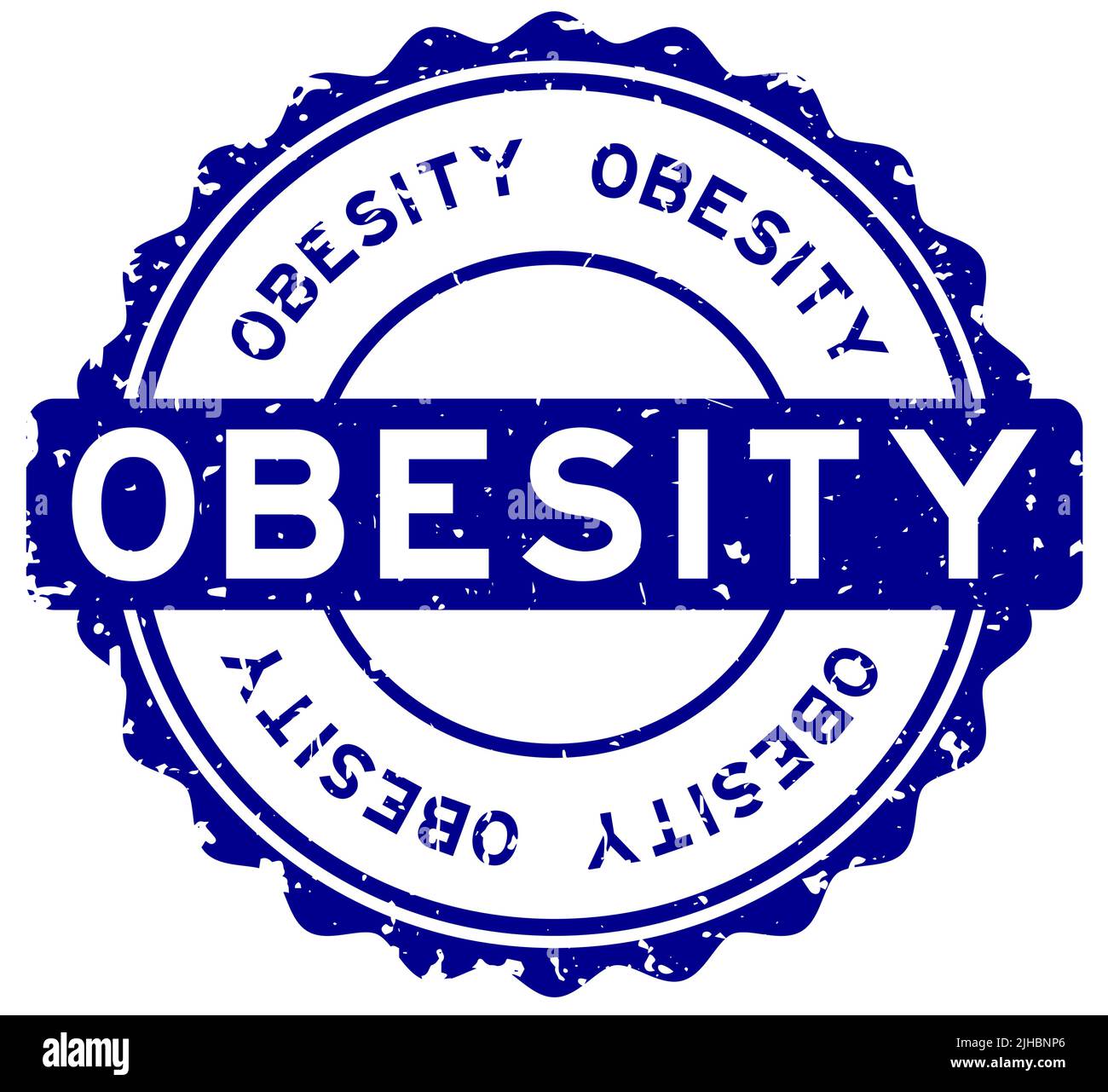 Grunge blue obesity word round rubber seal stamp on white background ...