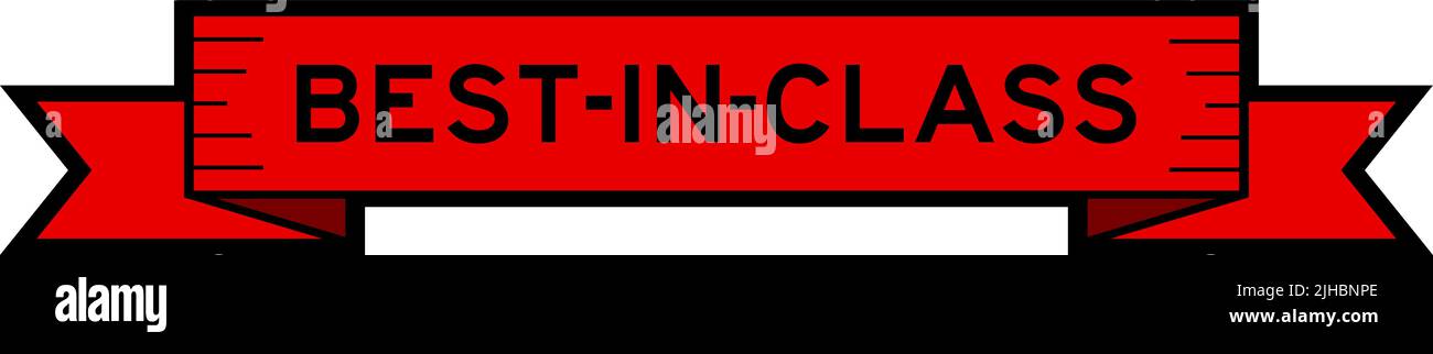 Ribbon label banner with word best in class in red color on white ...