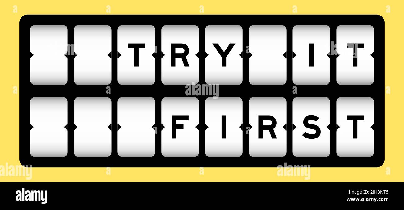 Black color in word try it first on slot banner with yellow color ...