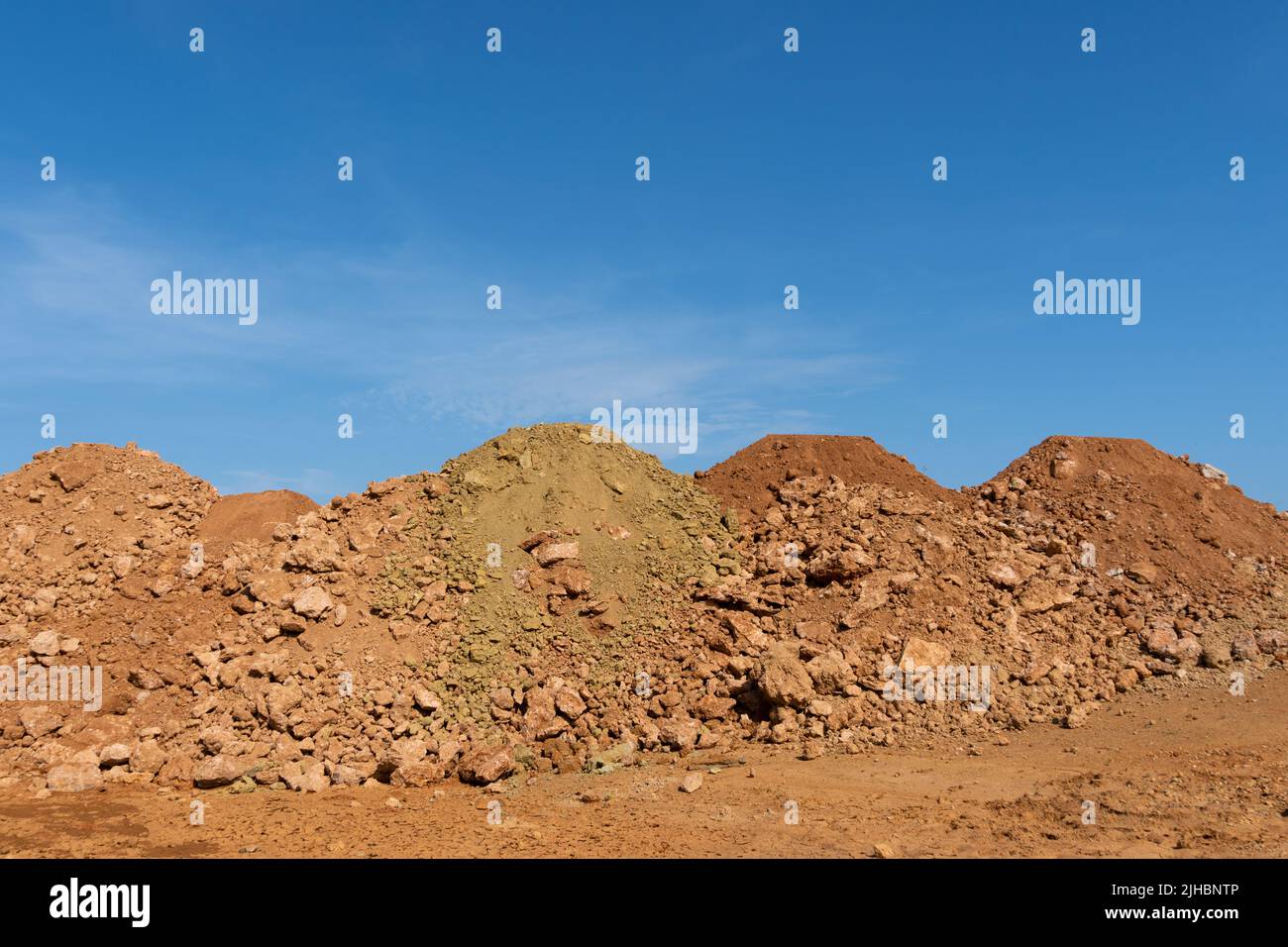 Excavation public work. Accumulation of very dry earth with earthy ...