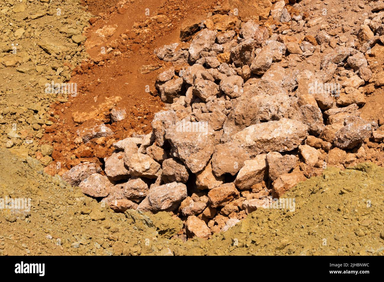 Excavation public work. Accumulation of very dry earth with earthy ...