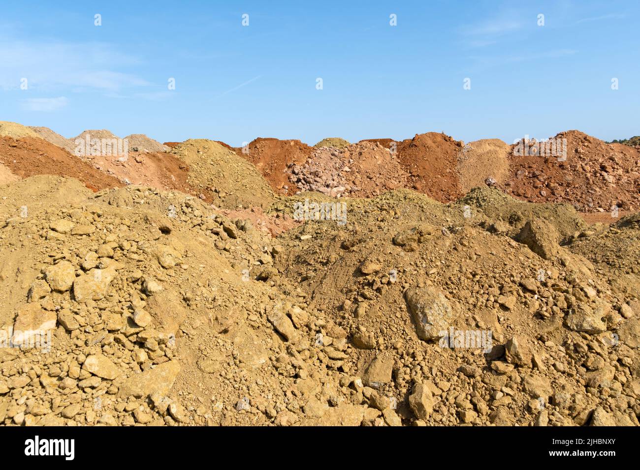 Excavation public work. Accumulation of very dry earth with earthy ...