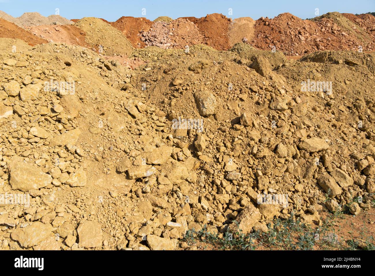 Excavation public work. Accumulation of very dry earth with earthy ...