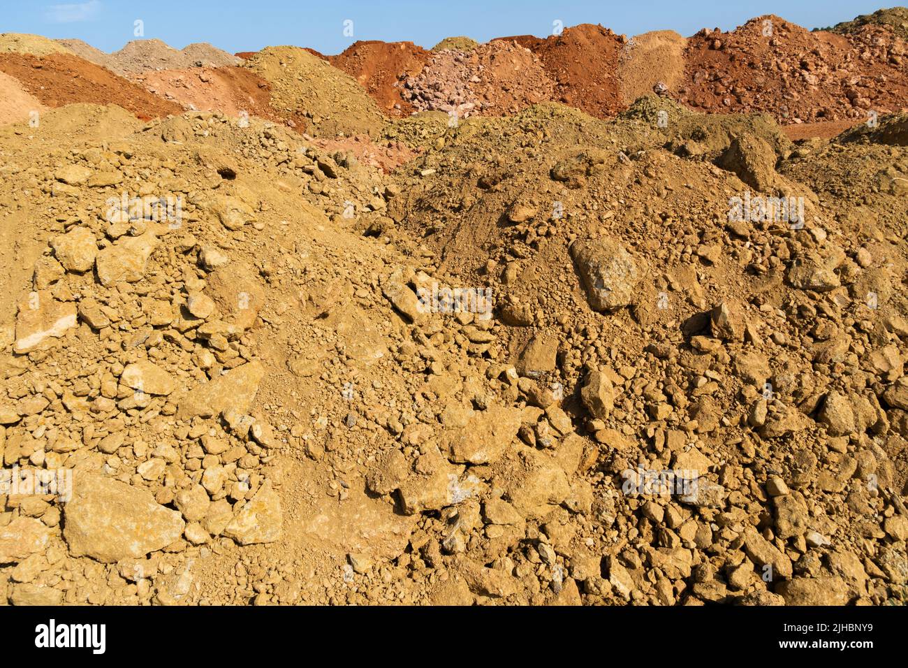 Excavation public work. Accumulation of very dry earth with earthy ...