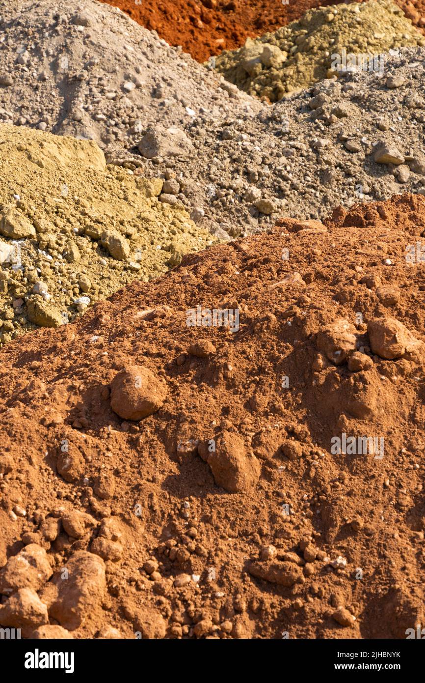 Excavation public work. Accumulation of very dry earth with earthy ...