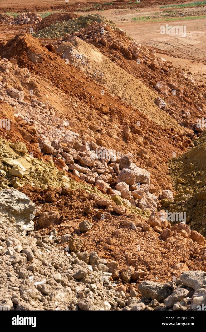 Excavation public work. Accumulation of very dry earth with earthy ...