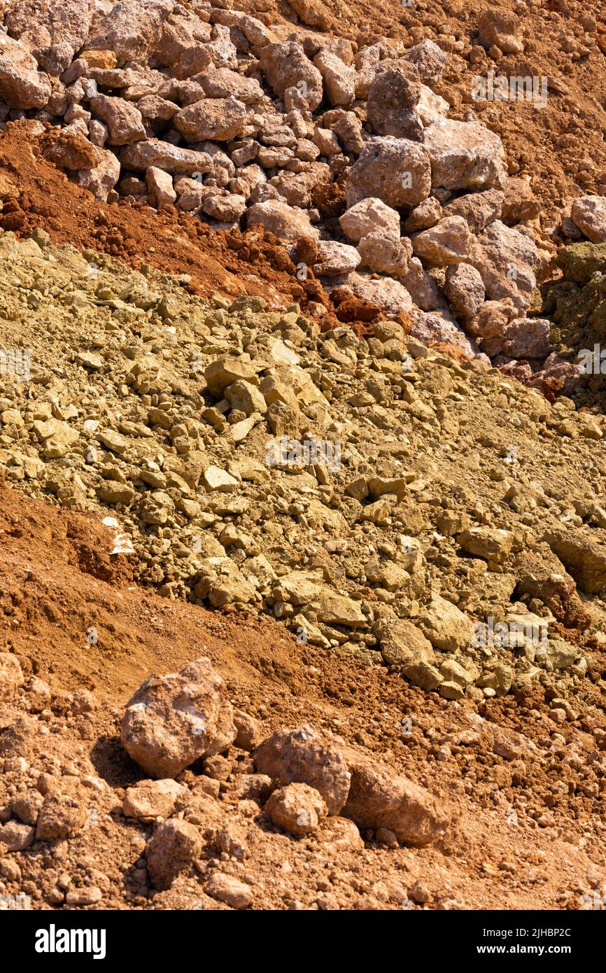 Excavation public work. Accumulation of very dry earth with earthy ...