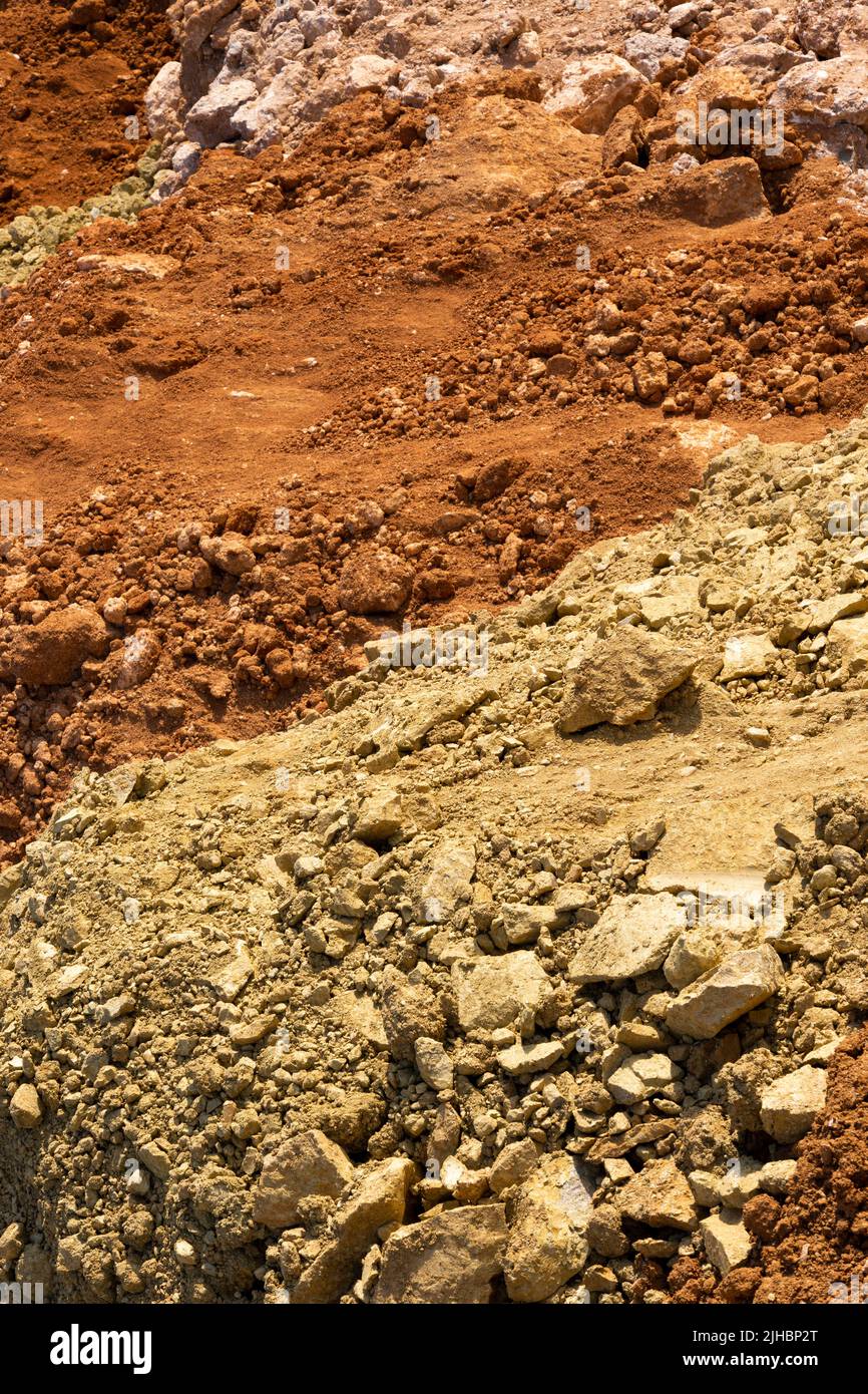 Excavation public work. Accumulation of very dry earth with earthy ...