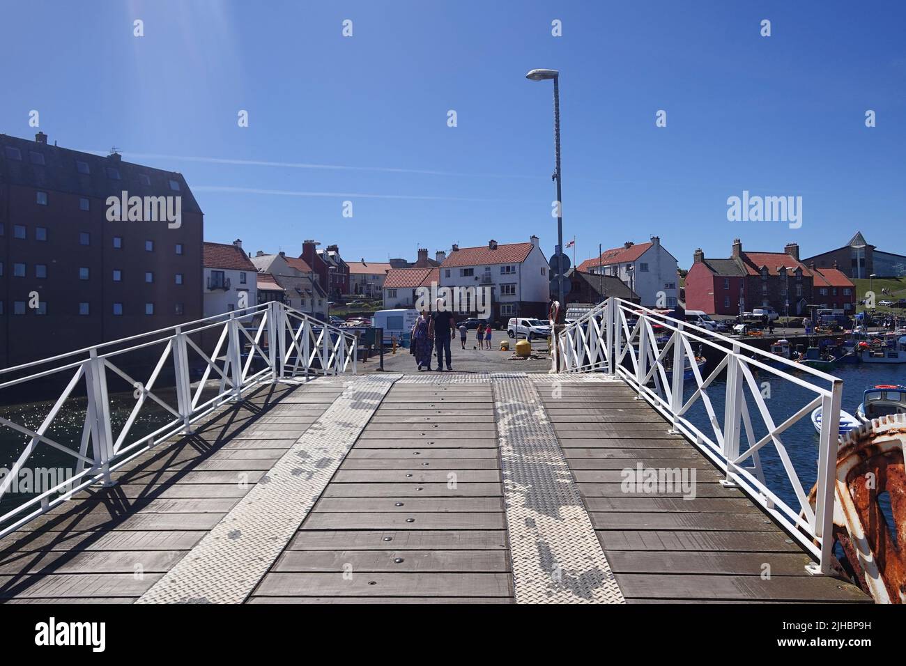 Opening bridge in Victoria harbour Dunbar Stock Photo - Alamy