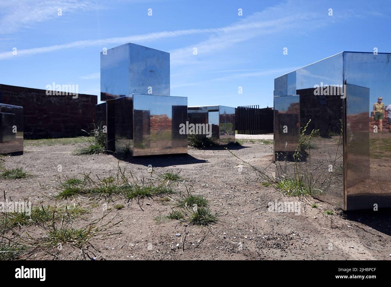 SEA CUBES sculpture by Donald Urquhart at Dunbar Battery site Stock ...
