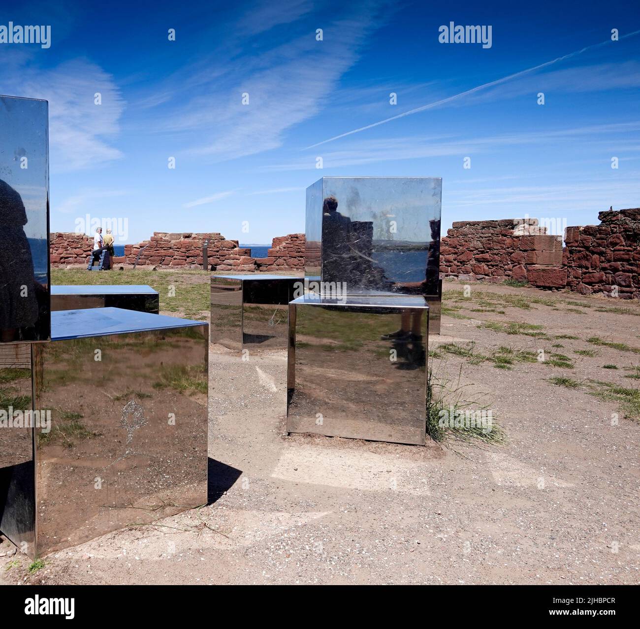 SEA CUBES sculpture by Donald Urquhart at Dunbar Battery site Stock ...