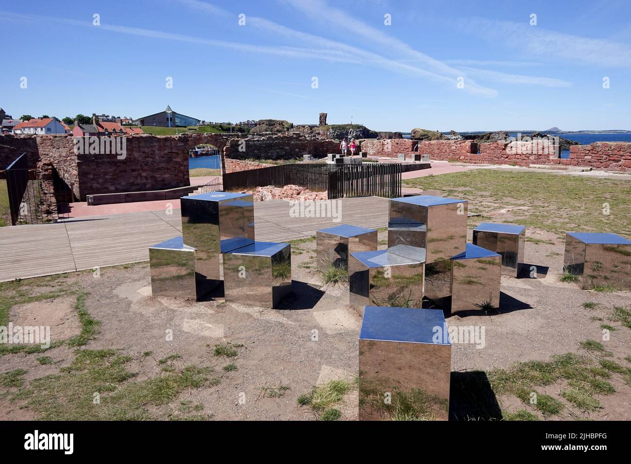 SEA CUBES sculpture by Donald Urquhart at Dunbar Battery site Stock ...