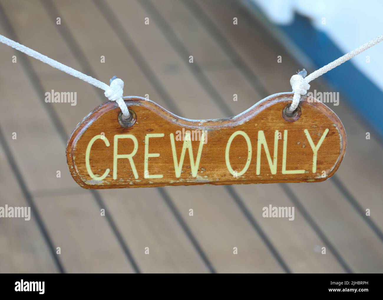 Crew only sign on a cruise ship open deck Stock Photo - Alamy