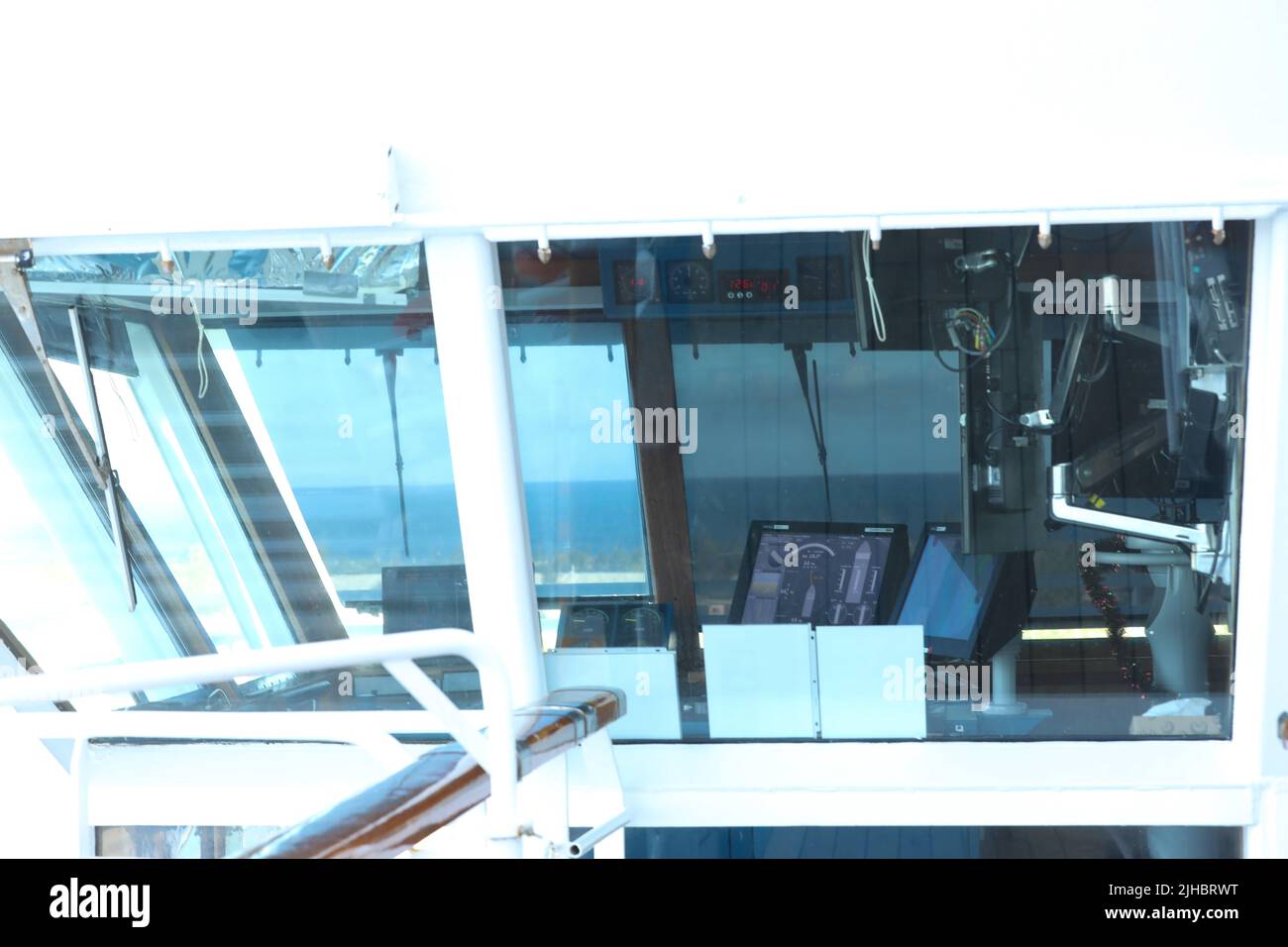 Ship control panel in captain's bridge Stock Photo - Alamy