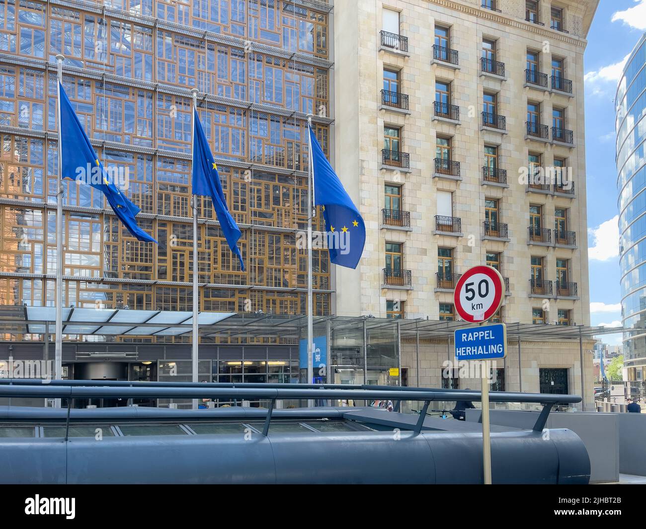 Flags hanging over road hi-res stock photography and images - Alamy