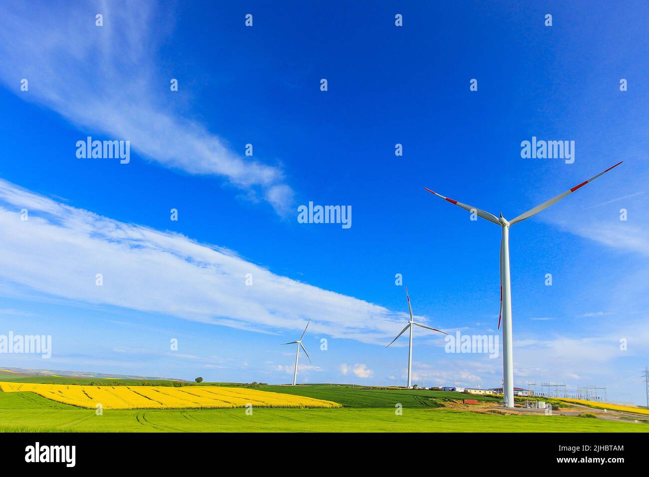Windmills wind power technology aerial hi-res stock photography and ...