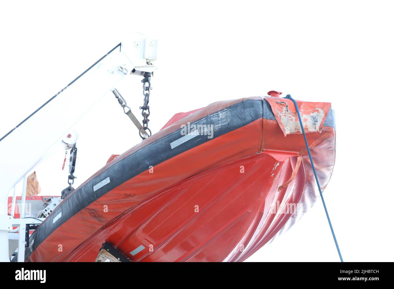 Rescue boat on a deck of the cruise ship for emergency evacuation Stock ...