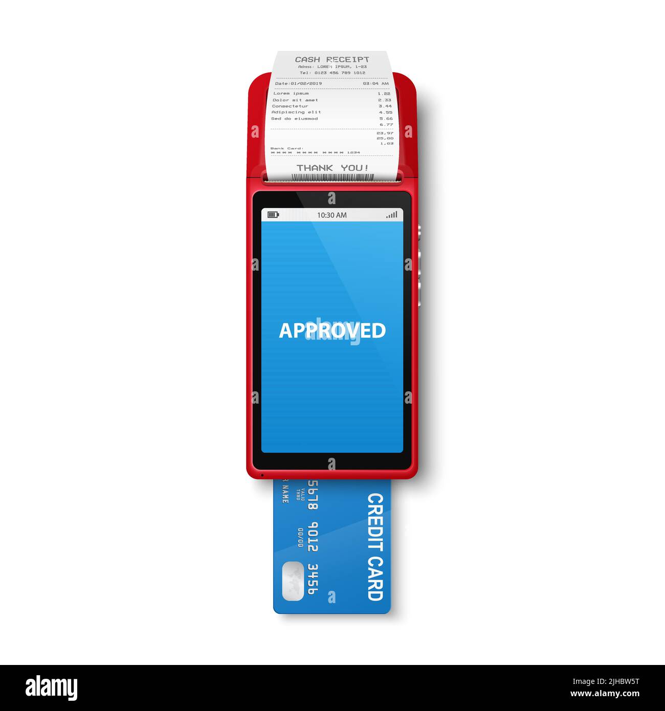 Vector 3d Red NFC Payment Machine, Credit Payment Card, Receipt ...