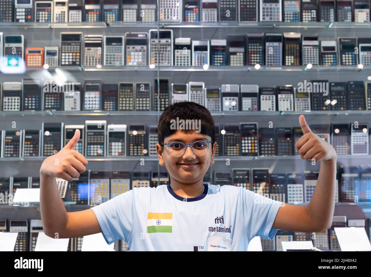 Paderborn, Germany. 17th July, 2022. Aaryan Shukla from India, who is only twelve years old, is ...