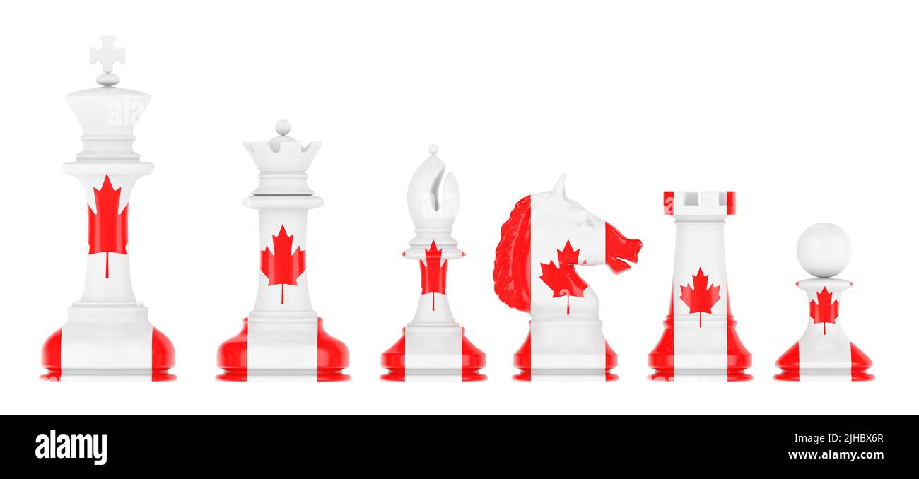 Chess figures with Canadian flag, 3D rendering isolated on white ...
