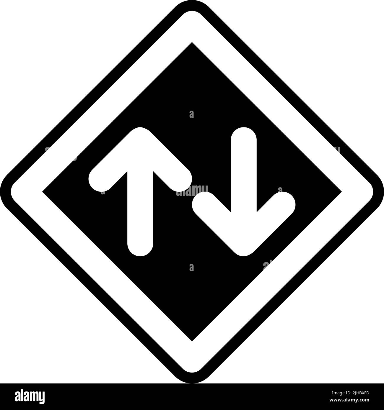 Two Way Traffic Sign Black And White