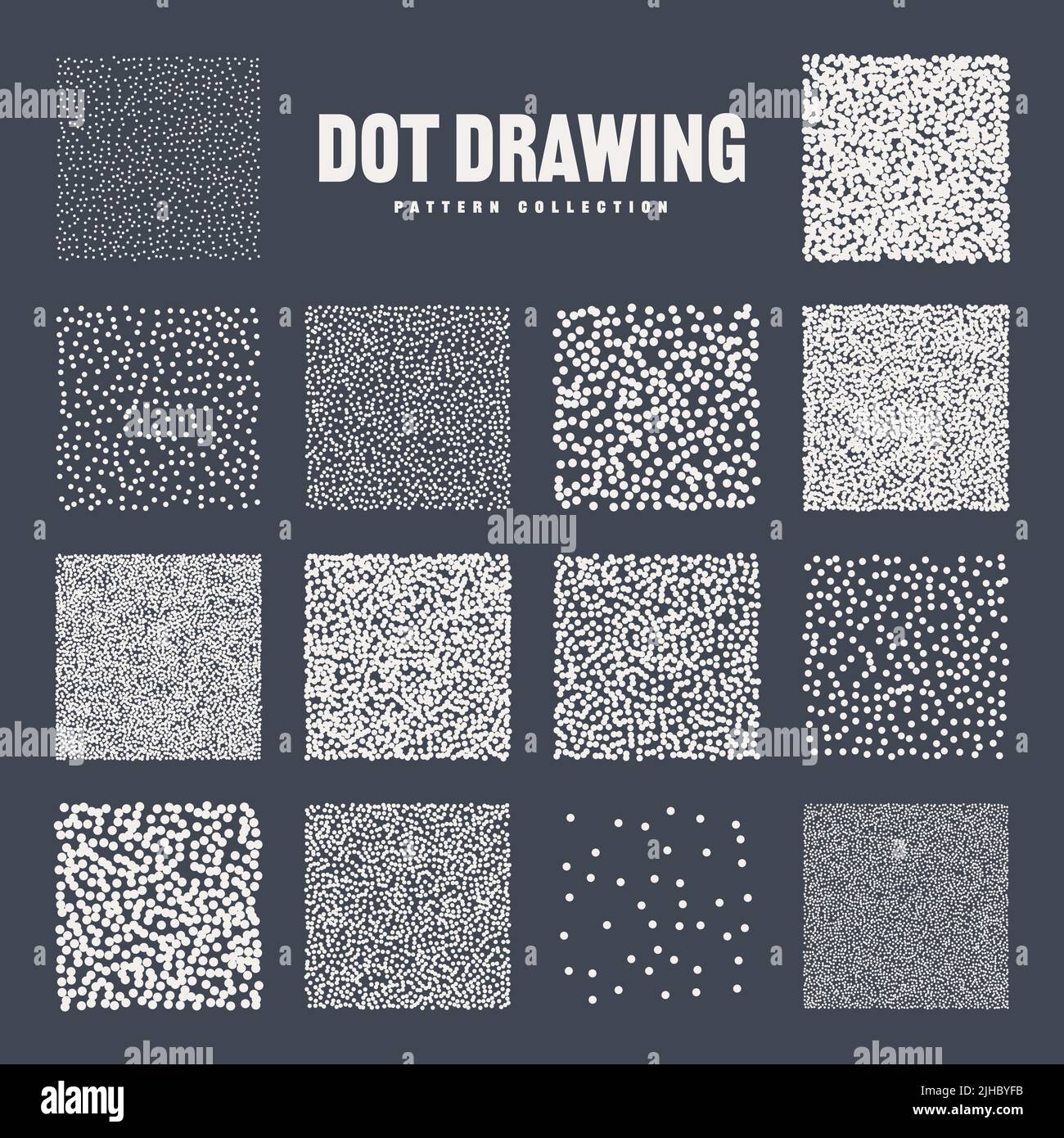 Square shaped dotted objects, stipple elements. Stippling, dotwork ...