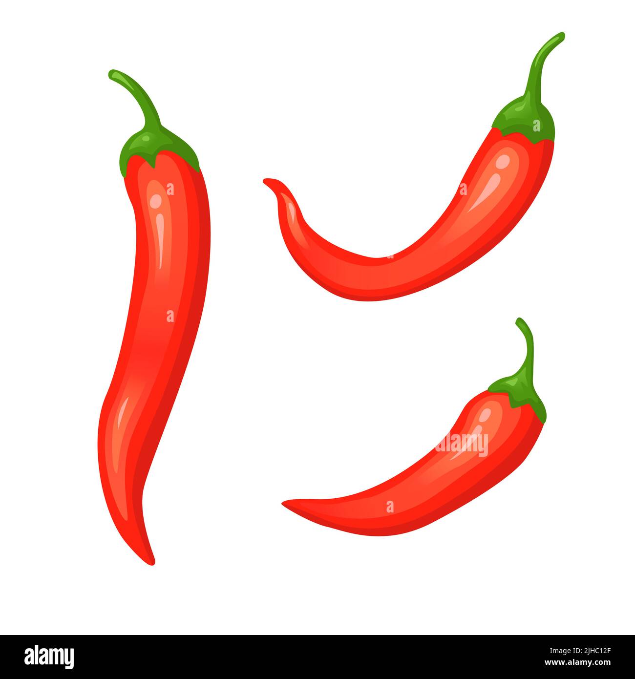 Chili hot pepper and Mexican traditional spicy food in cartoon style ...
