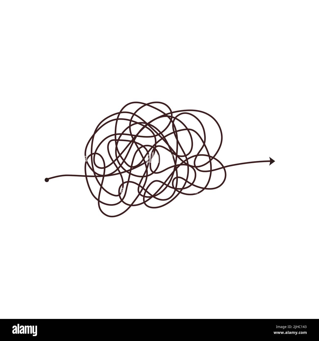 Simple line and complex easy way. Scribble doodle chaos mindset. Problem solving, difficult line ...